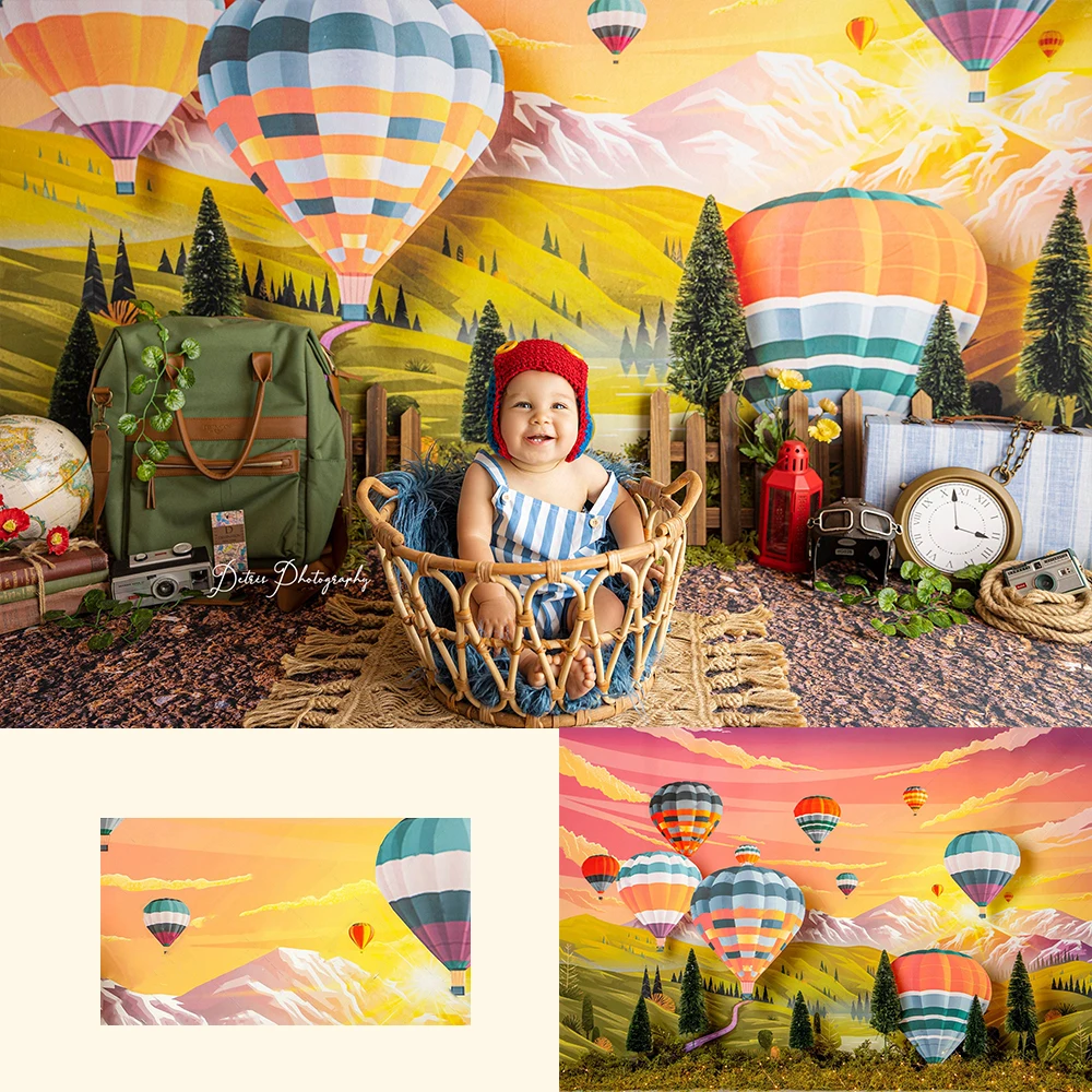 Sunset-Balloon-Ride-Backdrops-Kids-Cake-Smash-Props-Child-Baby ...