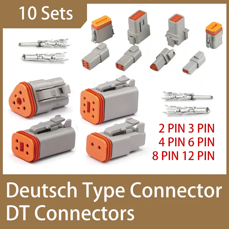 10 Sets Deutsch Type Connector Male Female Waterproof DT Connectors 2 ...