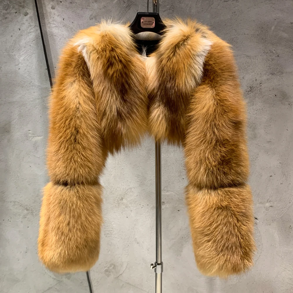 Fur-Cropped-Jacket-Ladies-Winter-Female-Natural-Red-Fox-Fur-Out-Wear ...