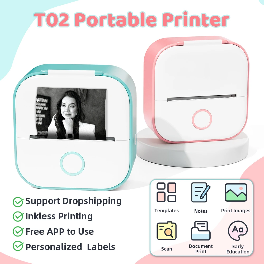 T02-Portable-Thermal-Printer-Wireless-Bluetooth-Connection-Photo-Label ...
