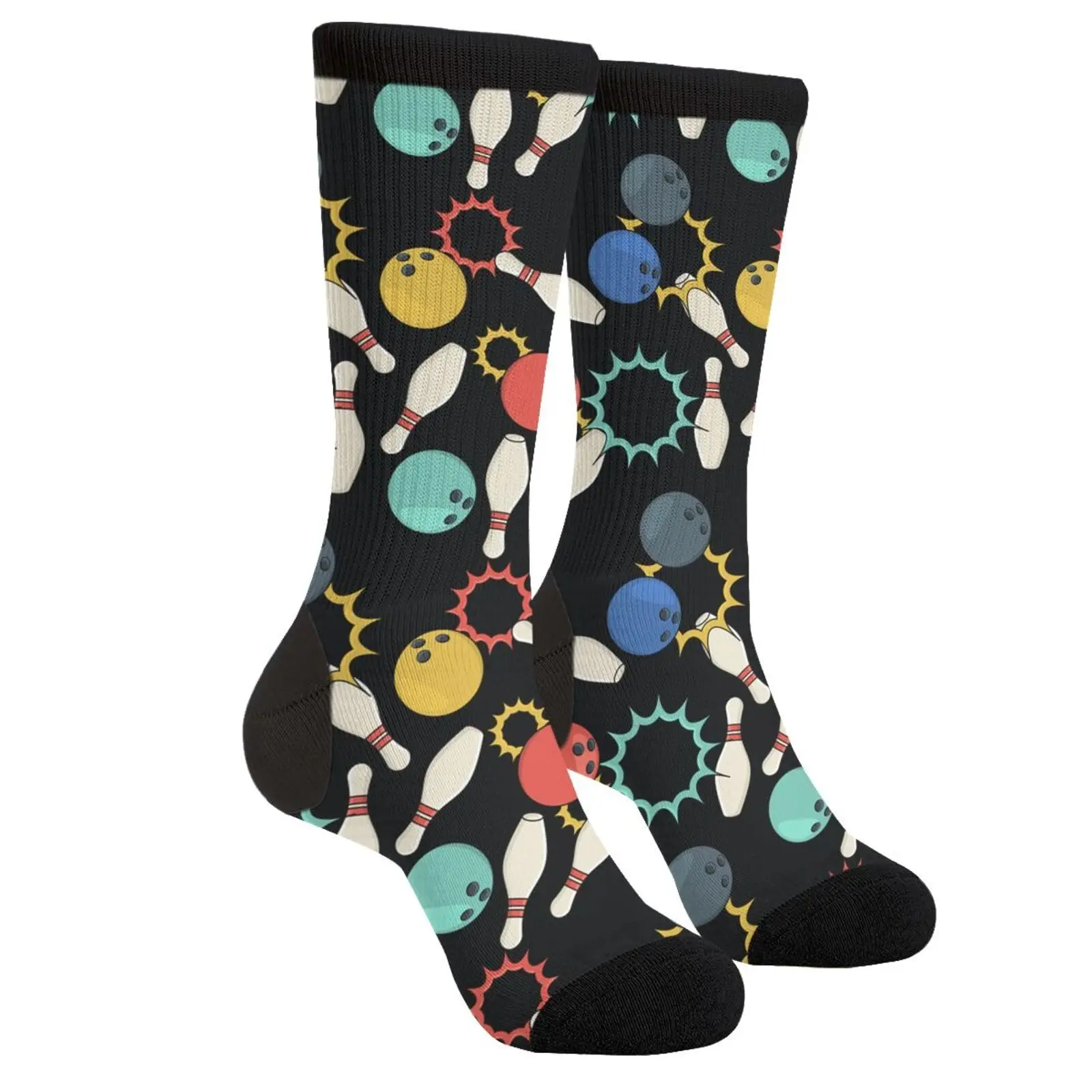 Bowling Sport Novelty Crew Socks Casual Crazy Funny Dress Socks For ...