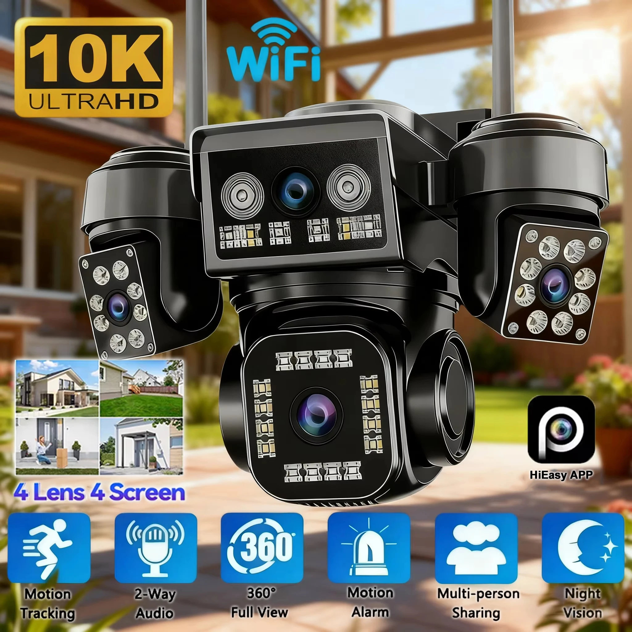 10K 20MP 4Lens Security Camera PTZ WiFi IP Camera with Auto Tracking ...