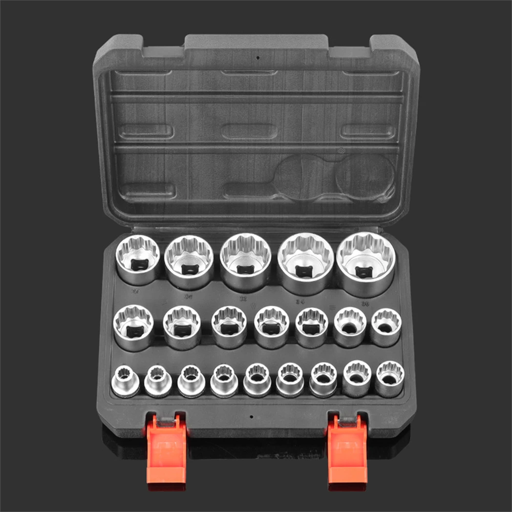 12pcs 1/2'' 12 Point Socket Wrench Set Hex Torx Splined Bit Socket Kits ...