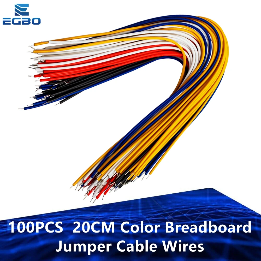100PCS 20CM Color Flexible Two Ends Tin-plated Breadboard Jumper Cable ...