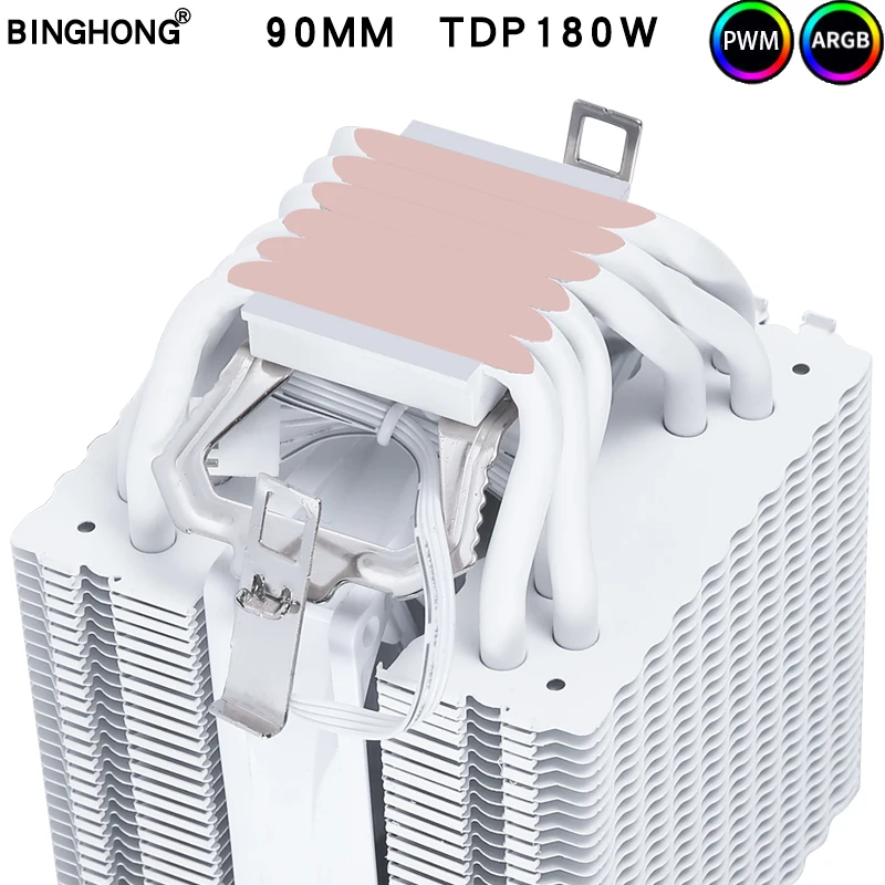 6 Copper Pipe Double Tower ARGB Cpu radiator Cooler 90MM 4Pin Fan 1200 ...