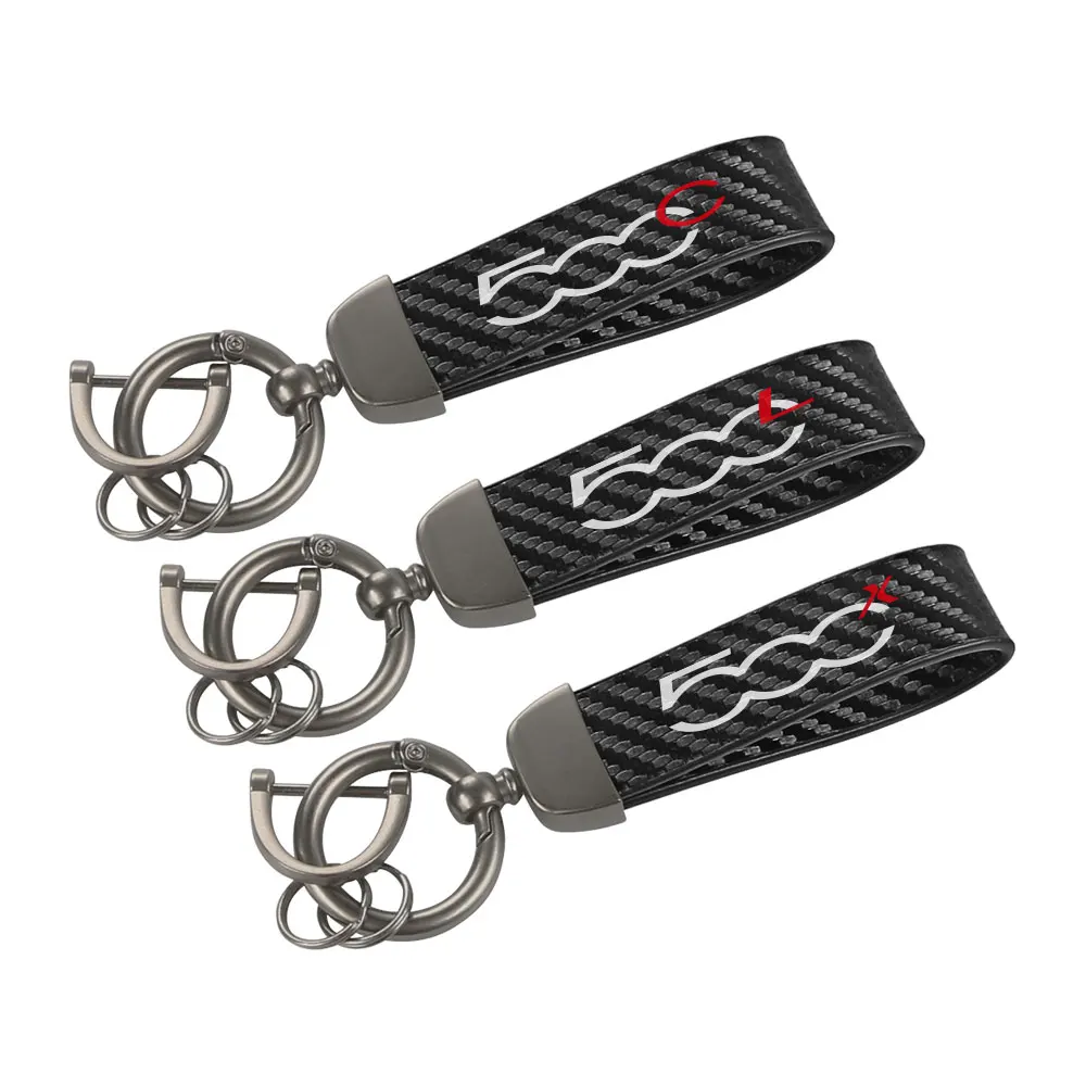 Car-Carbon-Fiber-Pattern-PU-Leather-Key-Chain-For-Fiat-500-500C-2012 ...
