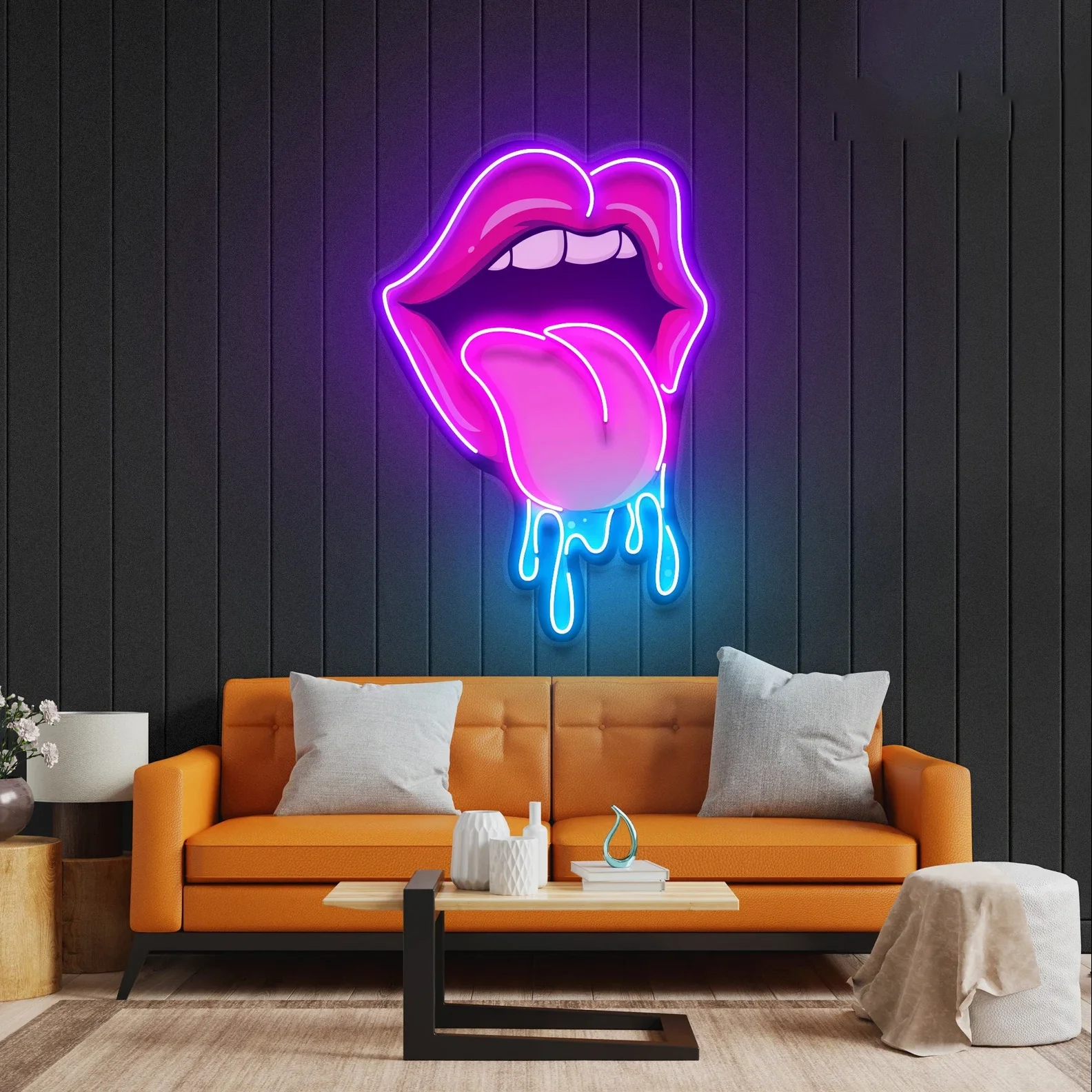 Lips With Tongue Neon Sign, Rock And Roll Neon Sign, Lips With Tongue ...