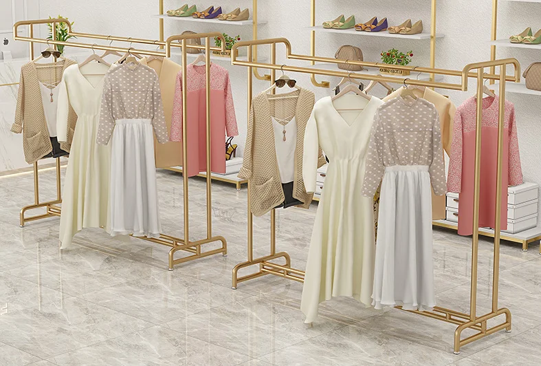Estante de exhibición de tienda de ropa para mujer, colgador de ropa de ...