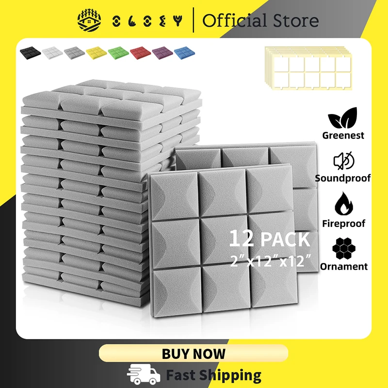 Acoustic-insulation-12-Pcs-Wall-Soundproof-Foam-For-Music-Studio-Foam ...