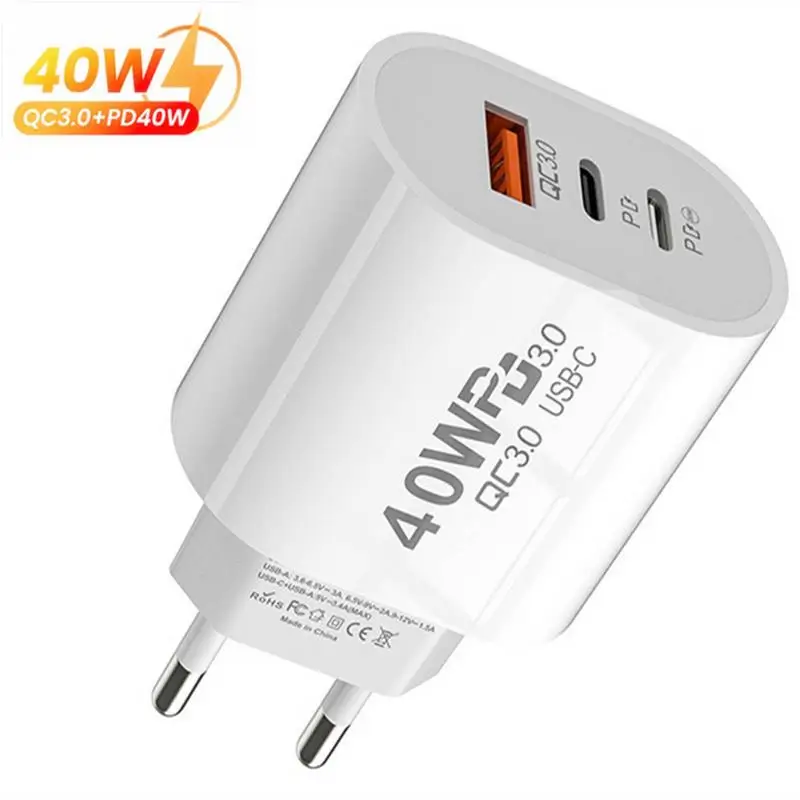 USB-C-Charger-40W-Fast-Charging-Charger-3Ports-Type-C-Mobile-Phone ...