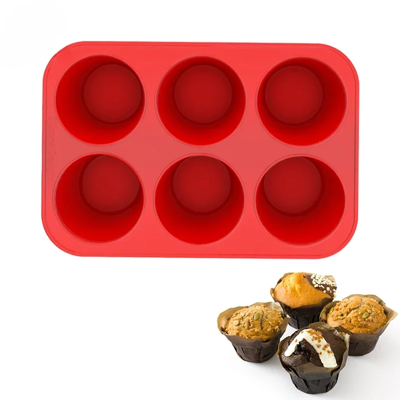 6 Cup Silicone Jumbo Muffin Pan Giant Silicone Cupcake Pan/Cups Deep ...
