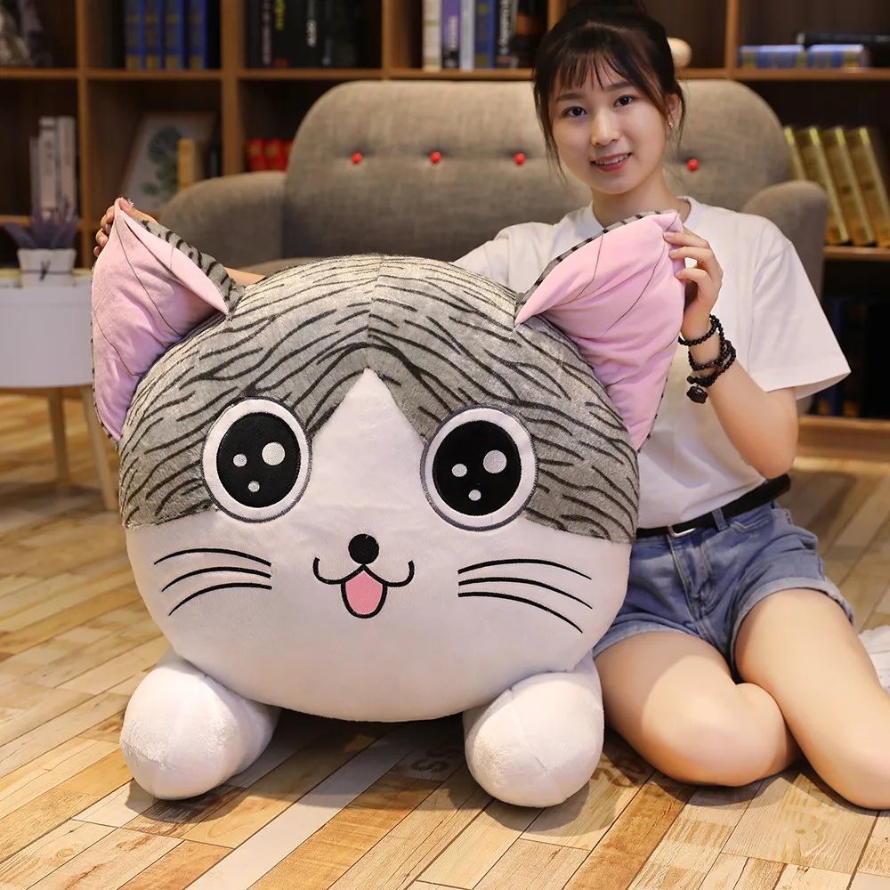 60-80cm-Cute-Cats-Plush-Toy-Stuffed-Soft-Lying-Cat-Doll-Big-Eyes ...