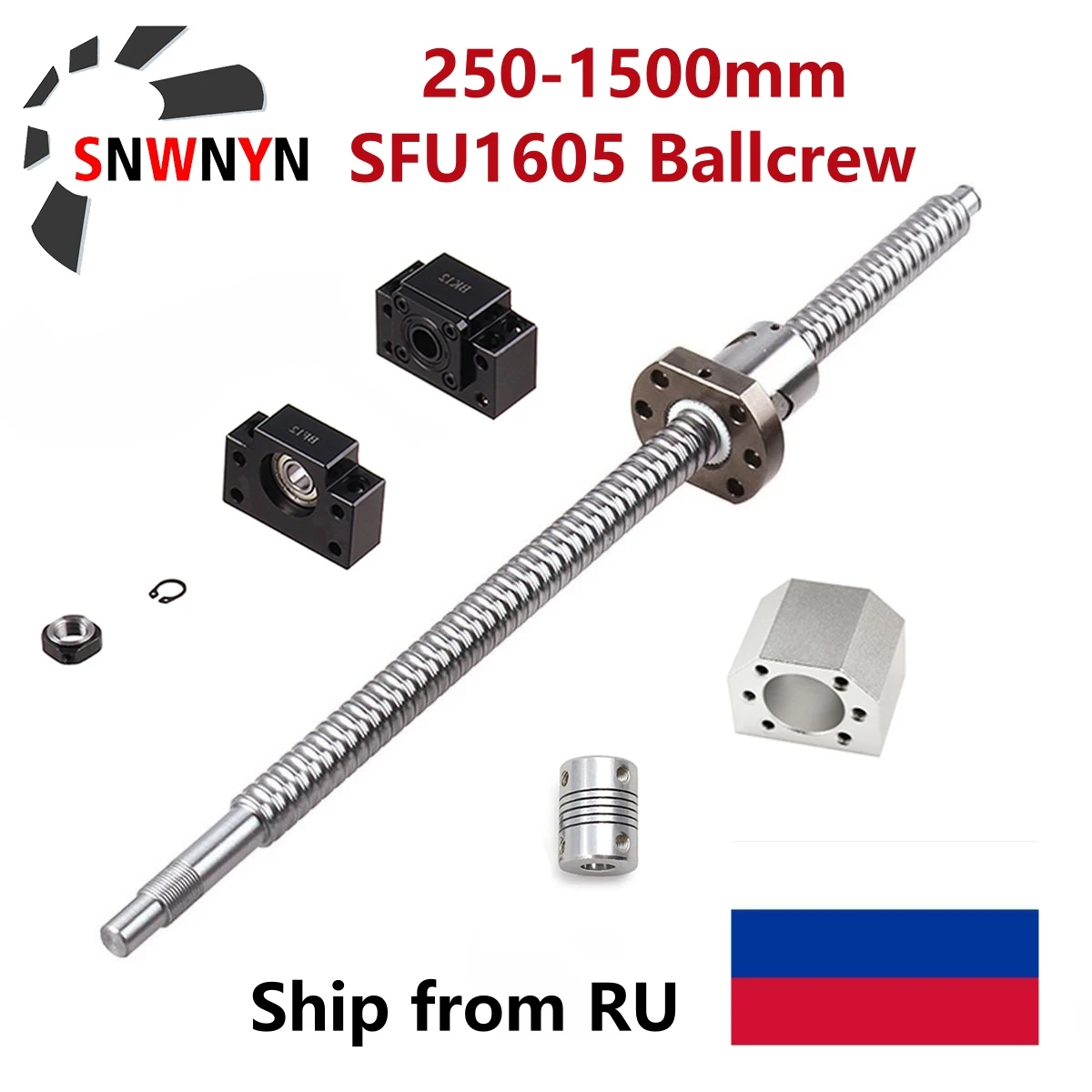 SFU1605-Set-Rolled-Ball-Screw-SFU1605-C7-With-End-Machined-Ballnut-Nut ...