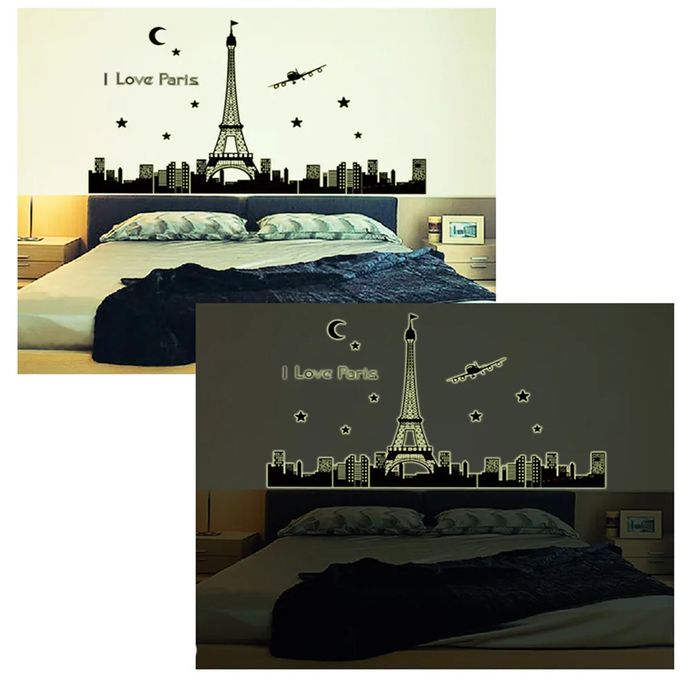 Glow-In-Dark-Wall-Sticker-Eiffel-Tower-Paris-France-Fluorescent-Poster ...