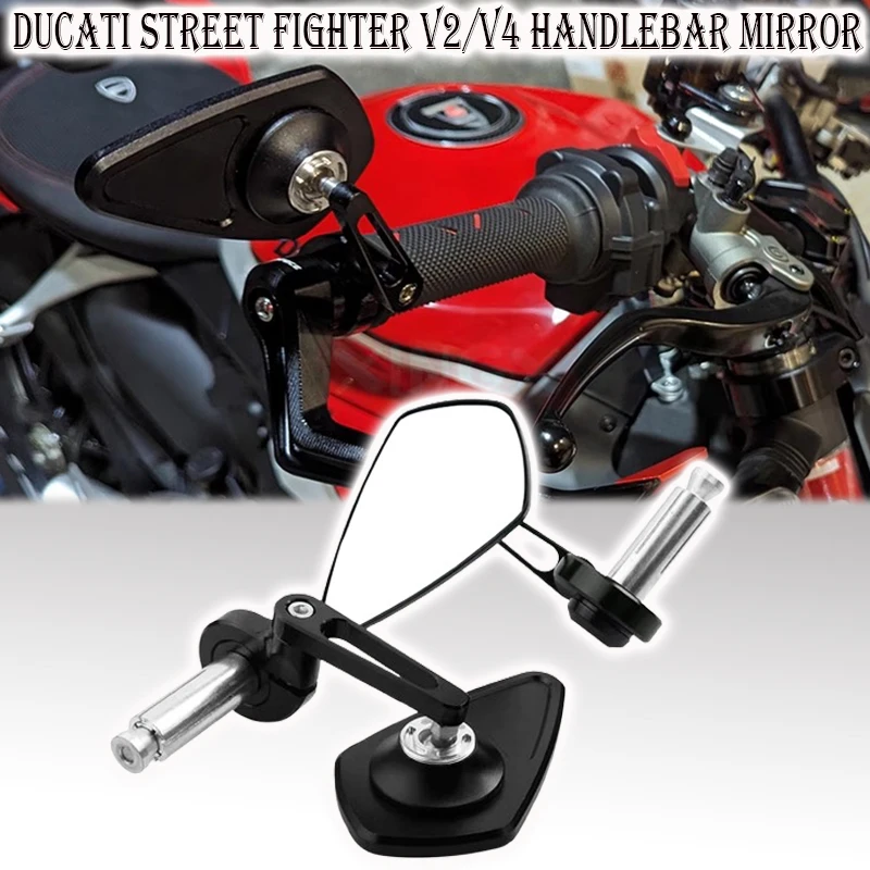 New Motorcycle CNC Aluminum Handlebar Bar End Mirror For Ducati Street ...