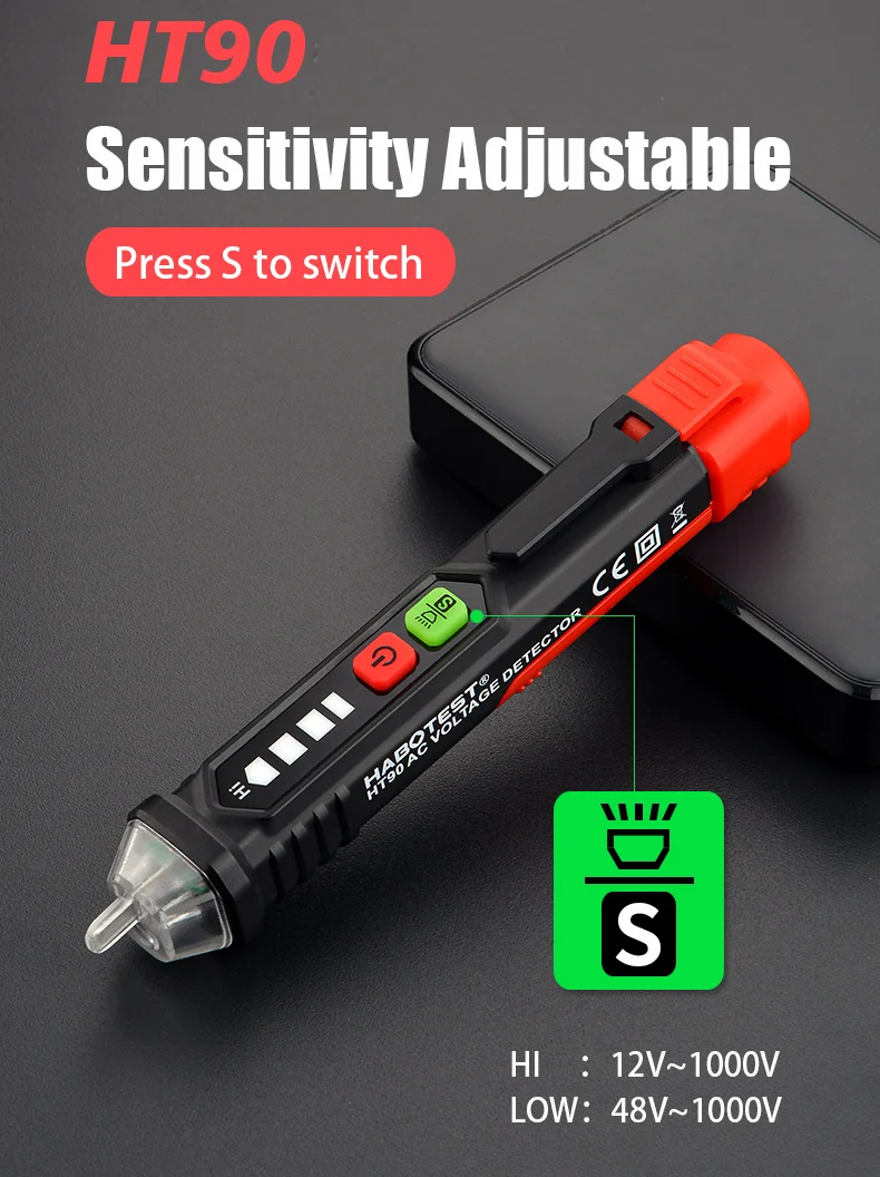 Testeur de stylo couleur HT100P Testeur de tension sans Contact 48 ...