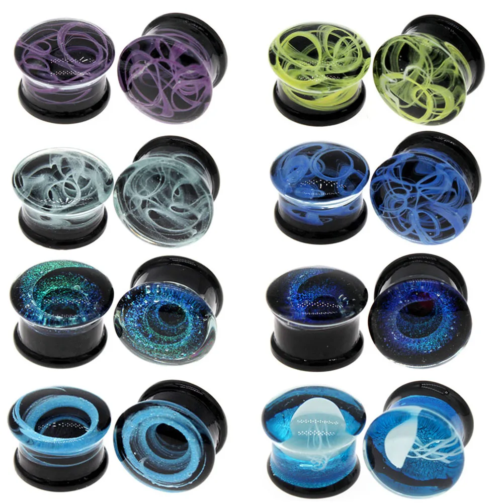 Leosoxs-expansor-de-oreja-de-vidrio-serie-espiral-de-agujero-negro-de ...