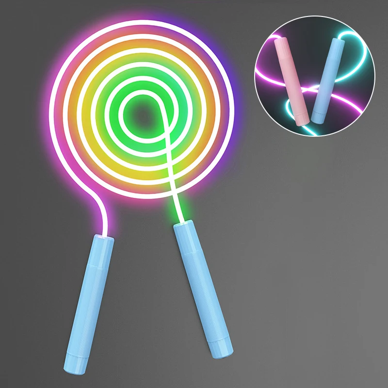 Glowing Skipping Rope for Kids Adjustable LED Night Glow Jump Ropes ...