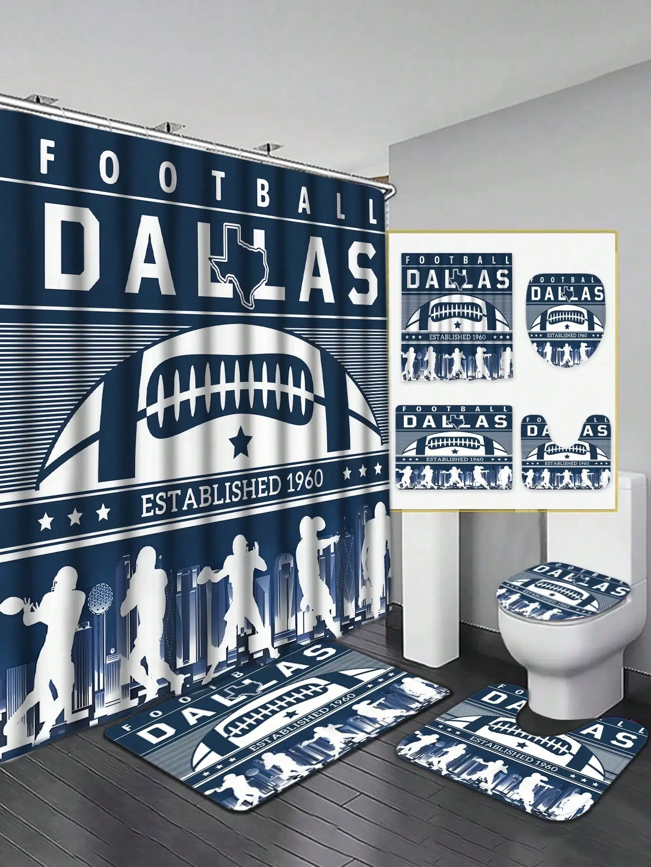 Dallas Football Bathroom Set 4 Pcs Dallas Football Bathroom Set - Anti ...