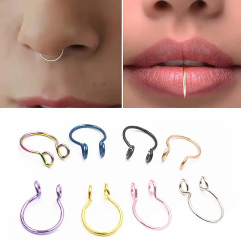 1pcs-U-Shaped-Fake-Nose-Ring-Hoop-Septum-Rings-Stainless-Steel-Nose ...