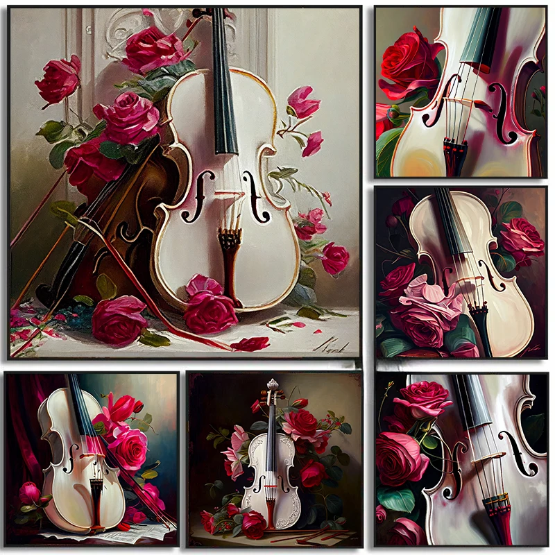 Watercolor-Cello-and-Red-Rose-Instrument-Poster-and-Print-Moder-Cello ...