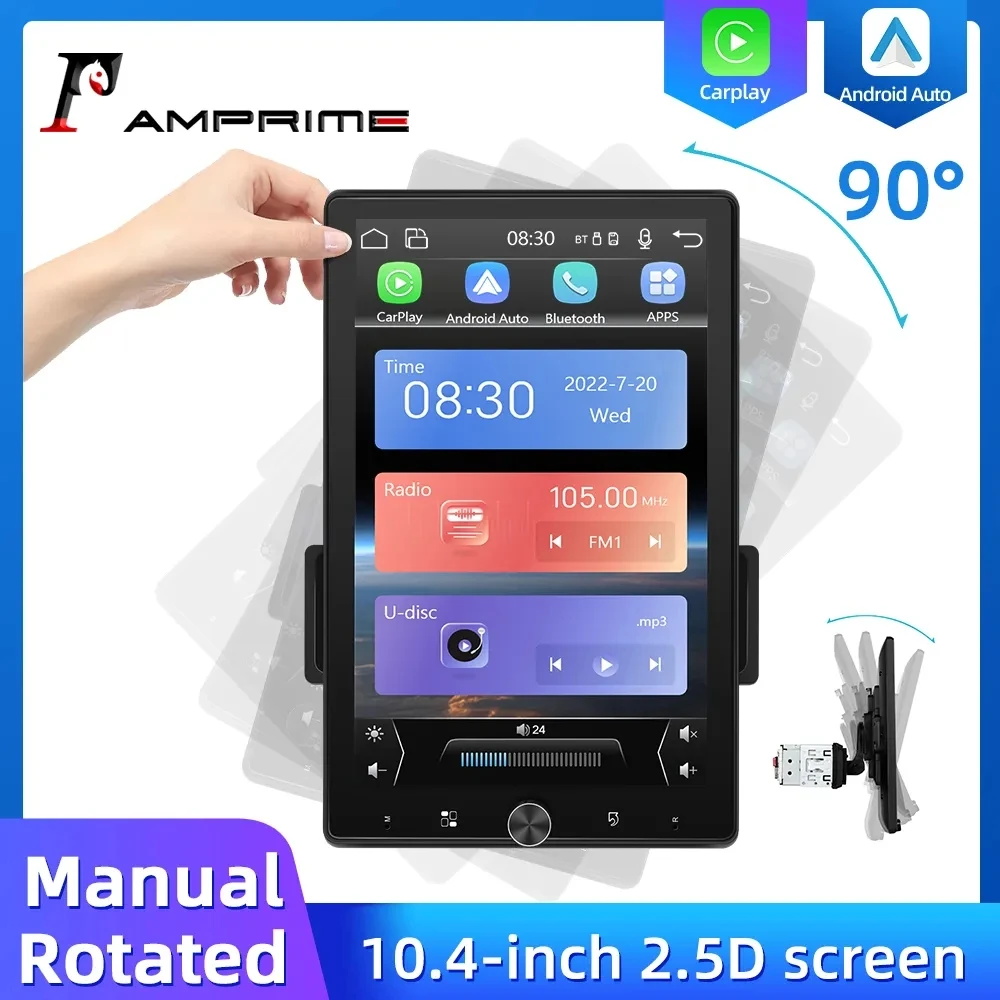 AMPrime-1din-Carplay-Android-auto-Rotatable-Car-Radio-With-10-4-Touch ...