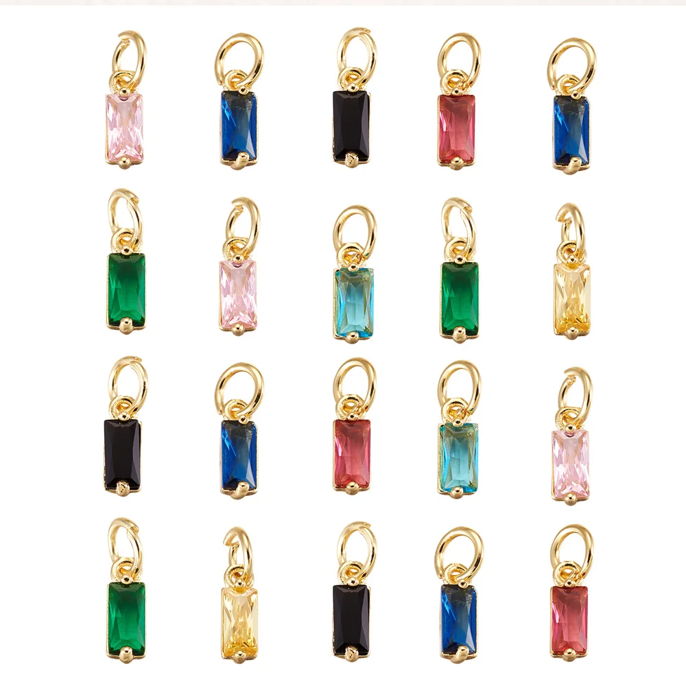 20pcs Cubic Zirconia Charms Rectangle Teardrop Snowflake Birthstone Pendant Dangle Earring ...