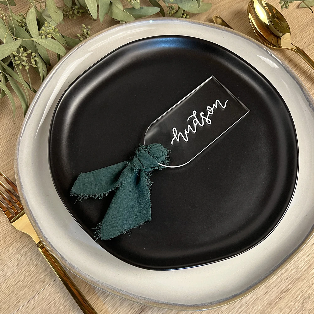 Clear/Frosted Arch Acrylic Wedding Place Card DIY Name Tag Blank Name ...