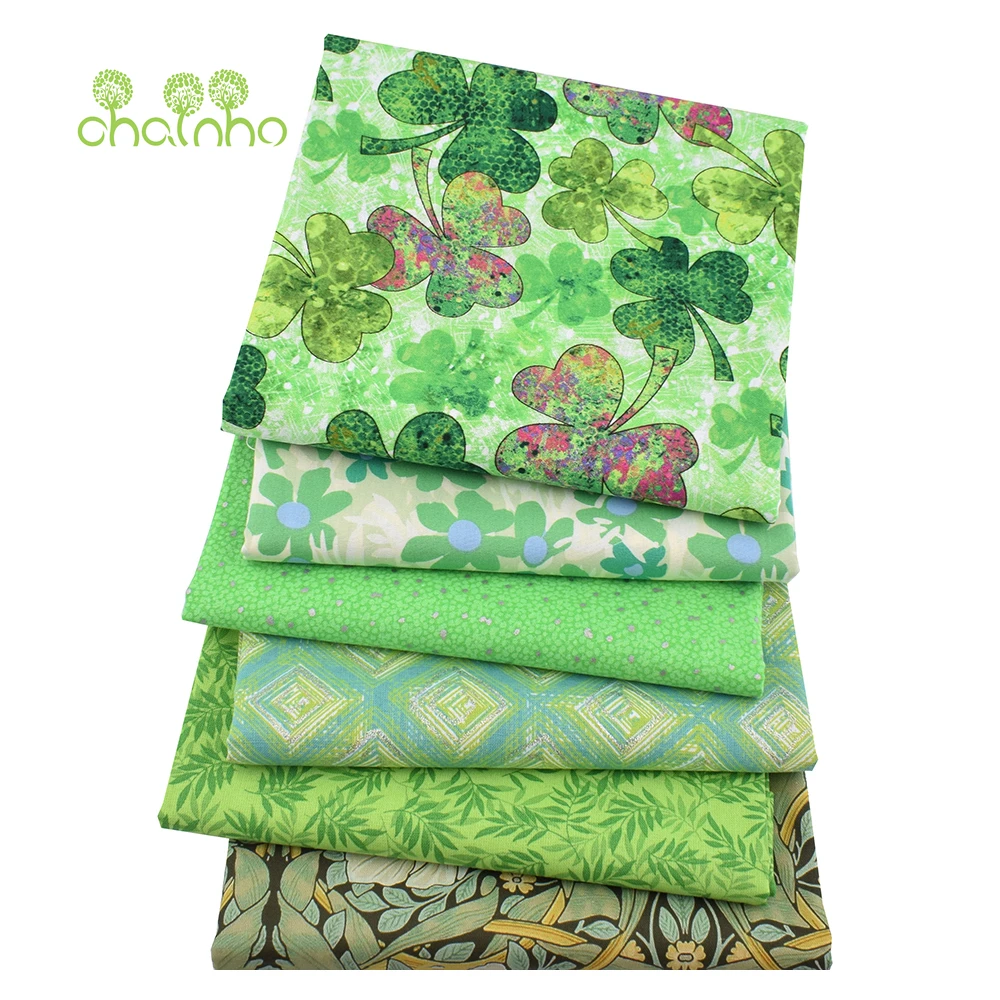 Chainho-Groene-Bloemen-Gedrukt-Plain-Katoen-Stof-Patchwork-Kleding-Diy ...