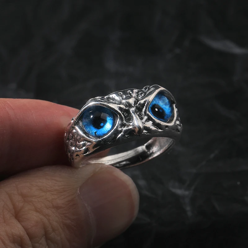 Vintage Gothic Blue Red Purple Eyes Owl Jewelry Ring Design Owl Ring ...