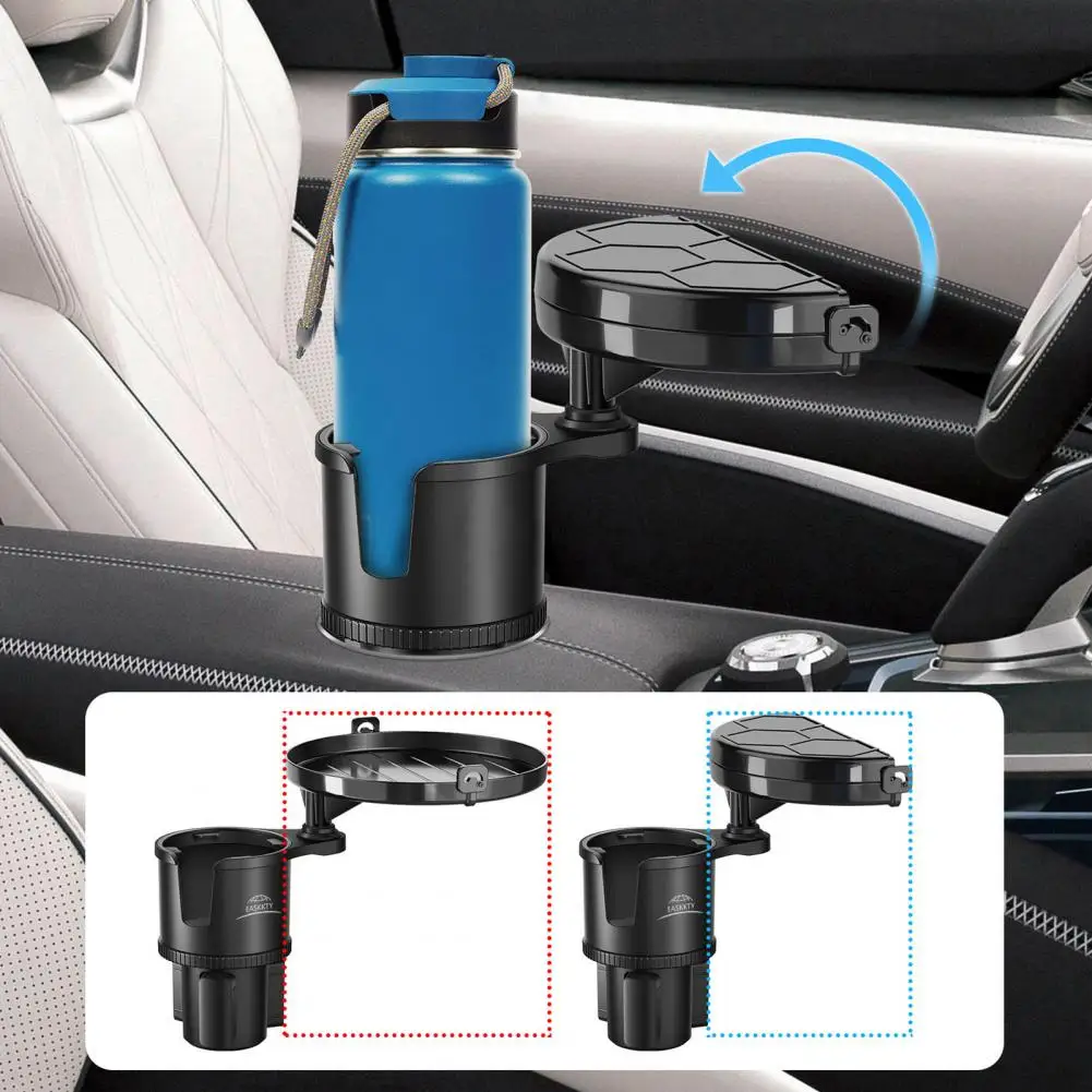 Car Cup Holder with Snack Tray Foldable 360 Degree Rotation Food Holder ...