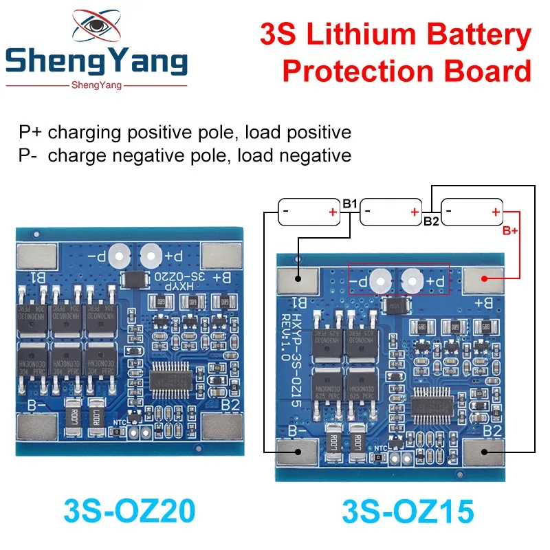 3S 12V 15A / 20A BMS 18650 Lithium Battery Protection Board 11.1V 12.6V ...