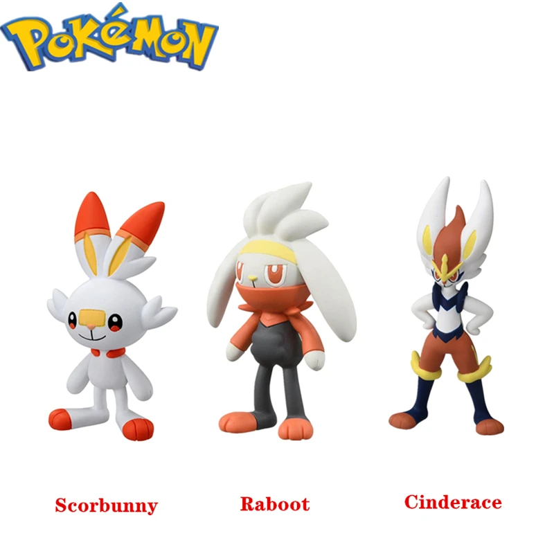 Genuine-Pokemon-Model-Scorbunny-Raboot-Cinderace-Evolution-Chain-Doll ...