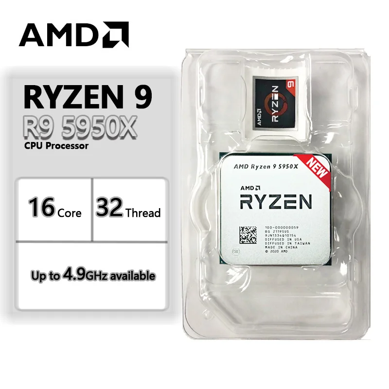 AMD Ryzen 9 5950X R9 5950X 3.4 GHz 16 Núcleos 32 Threads CPU 7NM L3 = 64M 100-000000059 Soquete AM4
