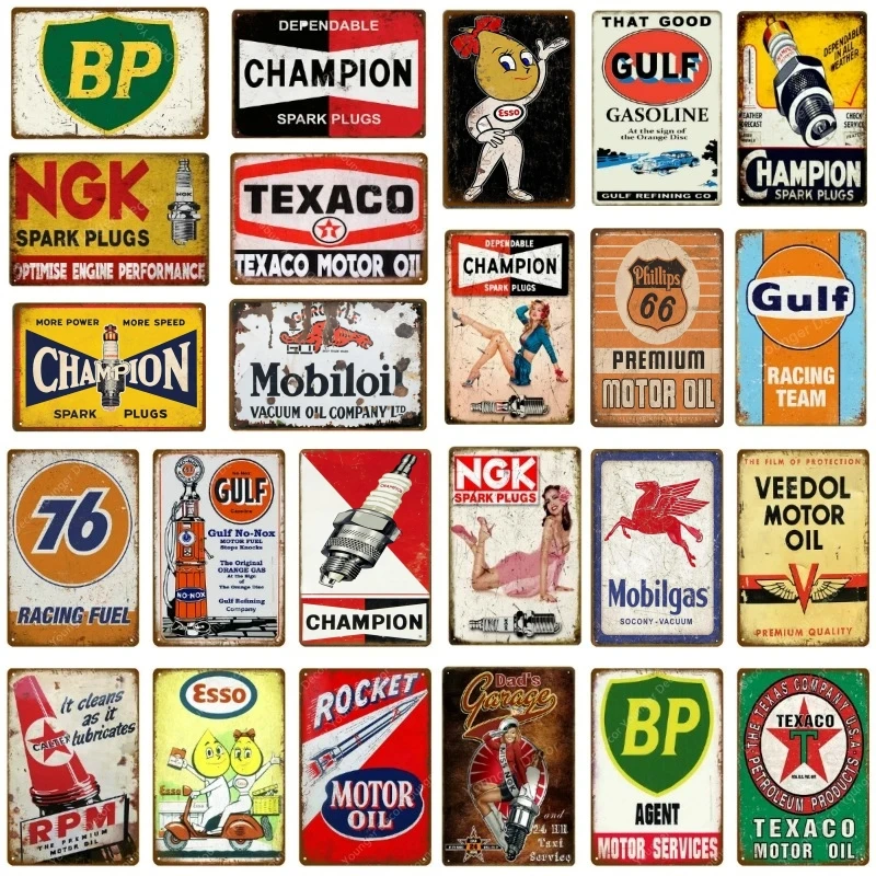 Vintage-Motor-Oil-Gasoline-route66-Metal-Signs-Tin-Poster-Retro-Garage ...