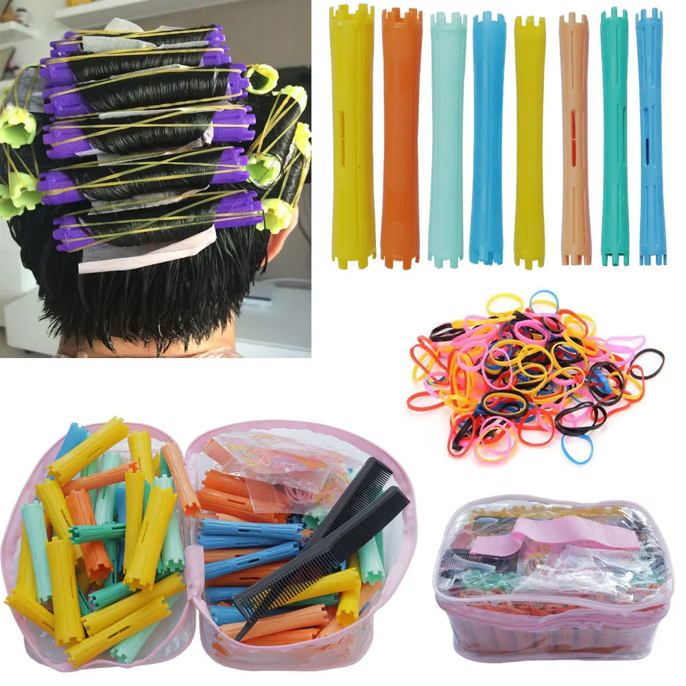 80PCS Hair Perm Rods Hair Rollers Curlers Long Hair Cold Perm Bar Salon ...