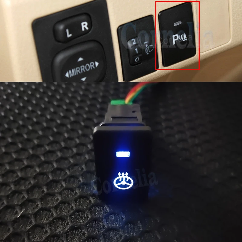 Blue Light Car Steering Wheel Heating Switch With Wire for Mitsubishi ...