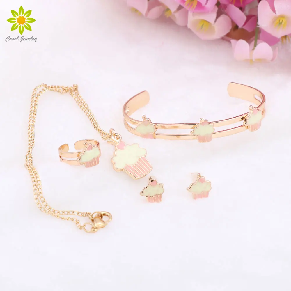 Gold Color Baby Necklace Bracelet Sets Children Jewelry Bridal Gift For ...