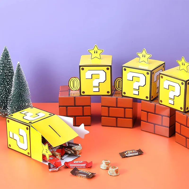 8pcs game Super Mario Bros Props Brick&Box Anime Figures Toys Cartoon ...