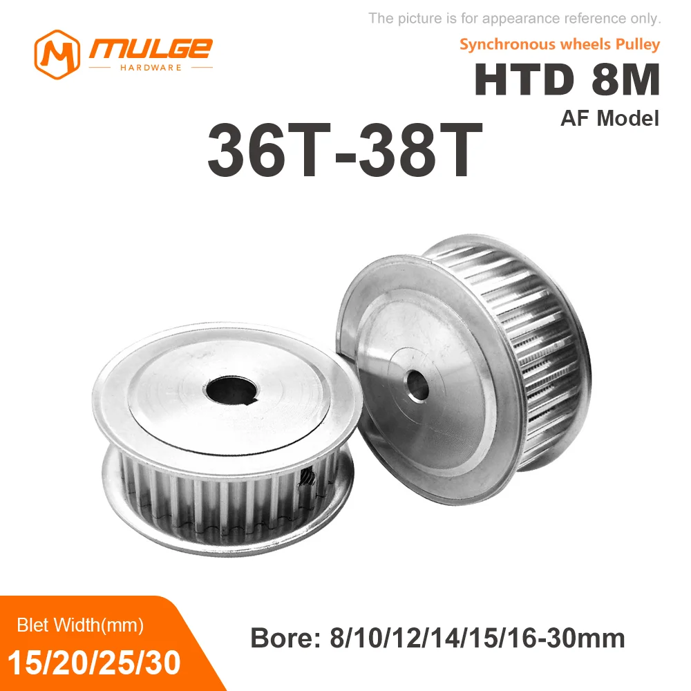 HTD 8M-AF 36T/38Tooth Timing Pulley Synchronus Pulley Round Bore Keyway ...