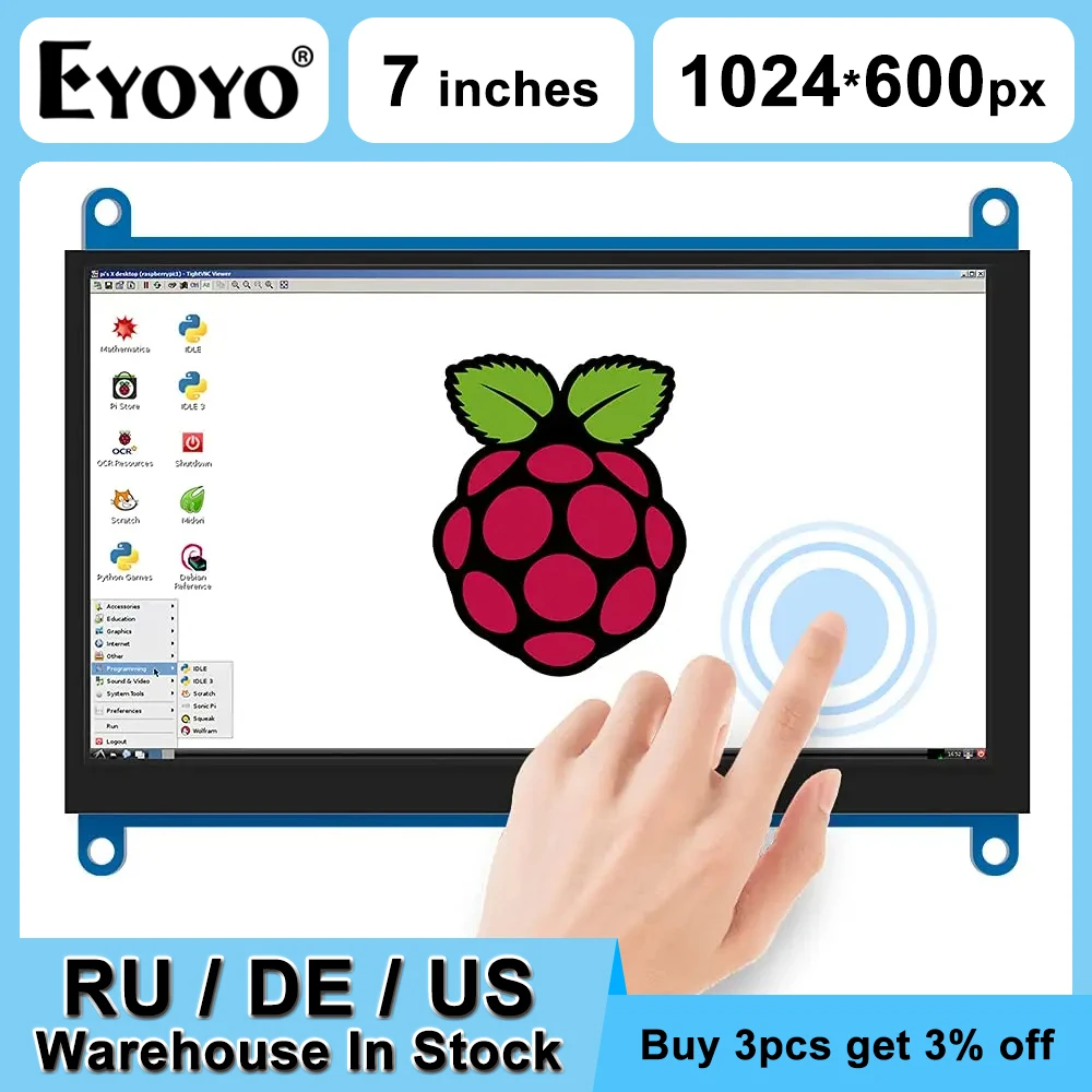 EYOYO 7" 1024×600 HD TFT/IPS Touchscreen Panel 5 Points Capacitive ...