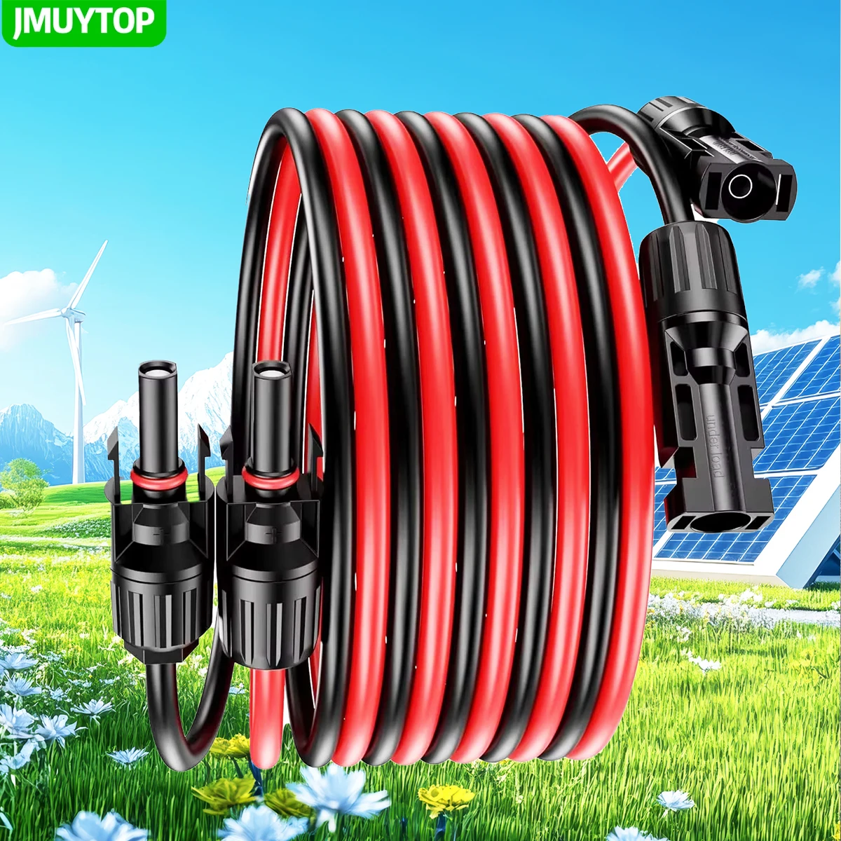 JMUYTOP 10AWG 6mm2 Solar Panel Extension Cable 16FT/5M For Jakery ...