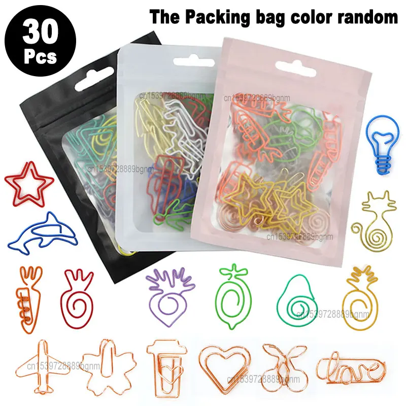 30Pcs-Set-Kawaii-Mini-Paper-Clips-Bookmark-Metal-Paperclips-Stationery ...