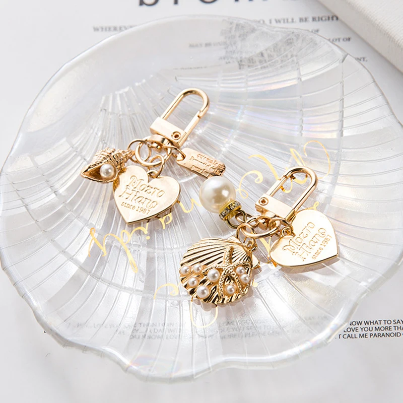 Cute-Heart-Keychain-Women-Girl-Korean-Fashion-Shell-Pearl-Key-Chain-Bag ...