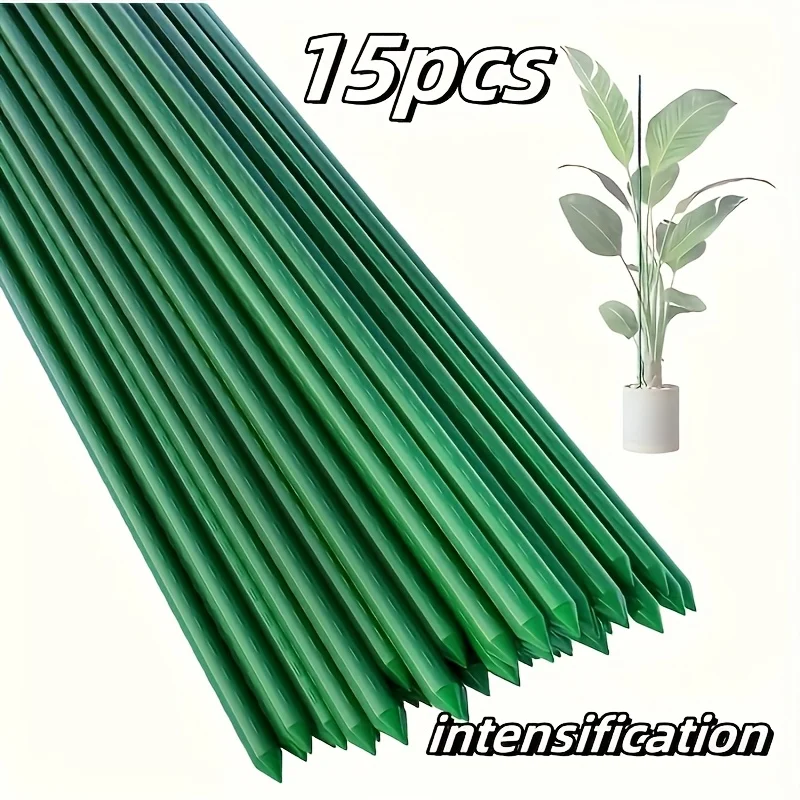 15Pcs Outdoor Garden Plant Support Stakes, 8mm Green Coated Steel Rods ...