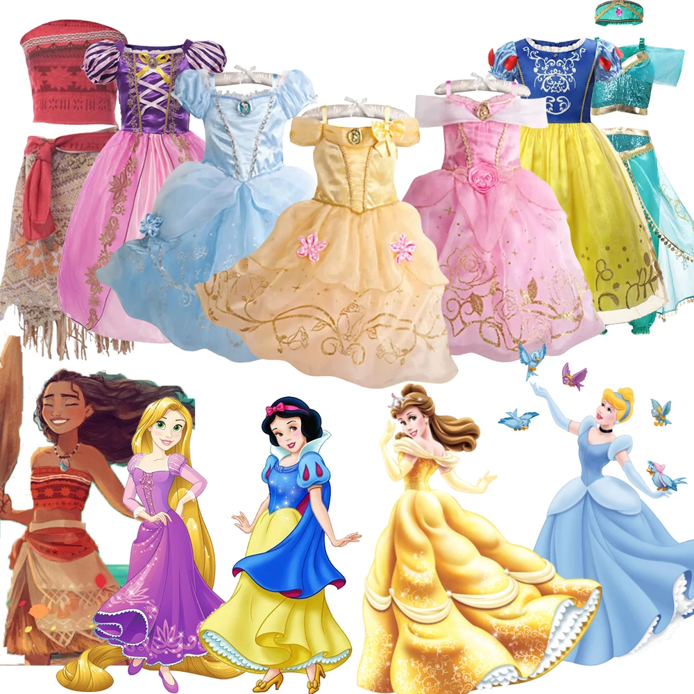 Disney-Princess-Dress-Belle-Cinderella-Arlo-Cosplay-Gown-Rapunzel-Moana ...