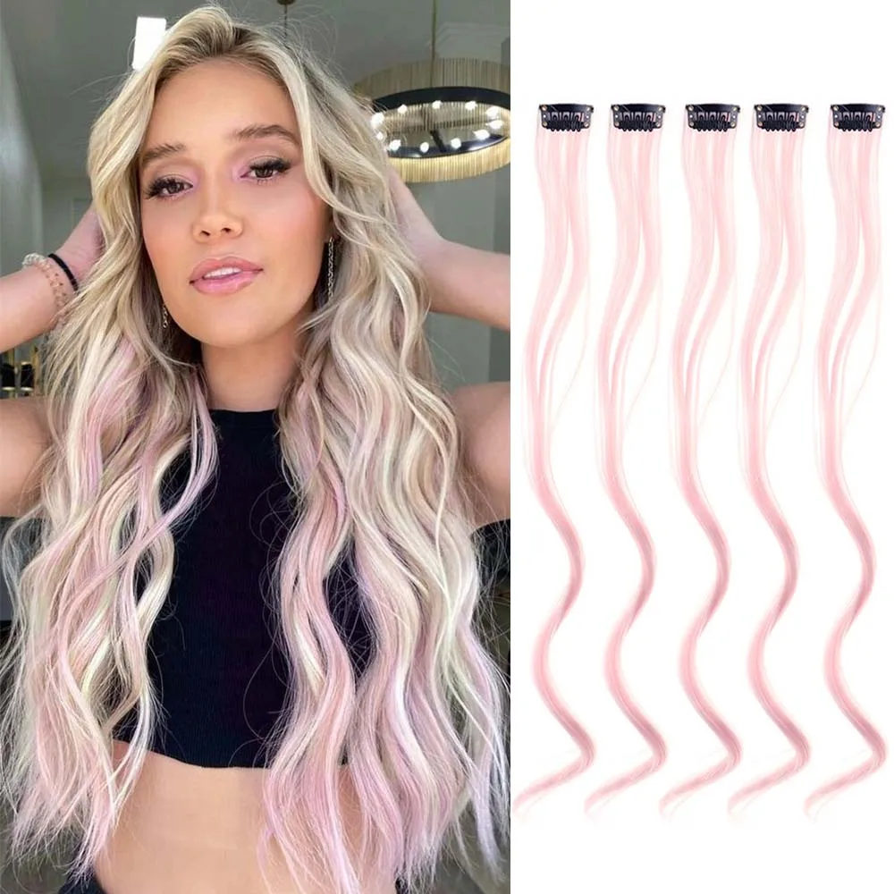 5-pcs-set-18-Inch-Colored-Clip-In-Hair-Extensions-Long-Curly-Synthetic ...