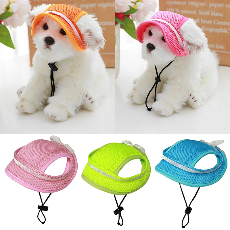Solid-Color-Pet-Dog-Cap-Breathable-Summer-Adjustable-Sunhat-Cloth-Mesh ...