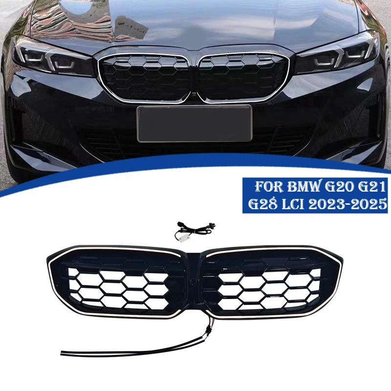 LED Car Front Bumper Grille For BMW G20 G21 G28 LCI 2023-25 Honeycomb ...