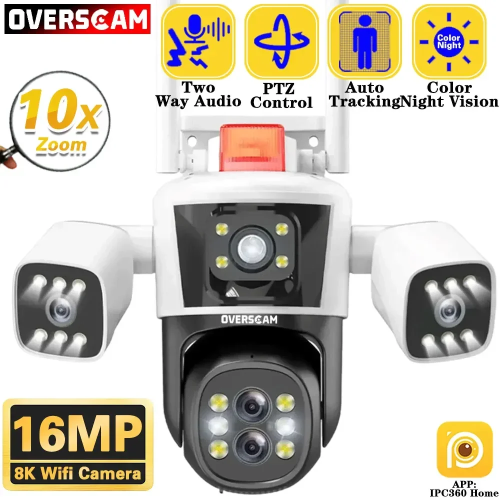 10X-Zoom-16MP-8K-WiFi-IP-Camera-Three-lens-Outdoor-Panoramic-View-PTZ ...